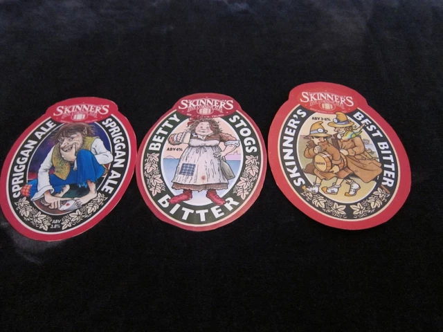 THREE DIFFERENT LAMINATED SKINNER'S Brewery Real Ale pump clips. £2.99 ...