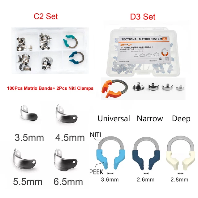 DENTAL SECTIONAL MATRIX System Sectional Contoured Matrix Bands Clamp ...