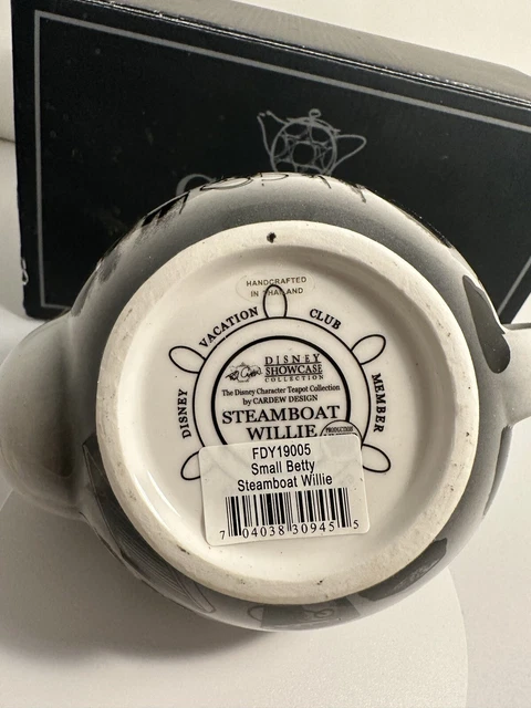 RARE. DVC MEMBER Steamboat Willie Small Betty Teapot Paul Cardew ...