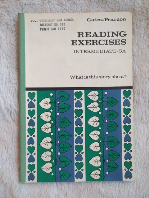 VINTAGE 1963 Reading Exercises Intermediate-SA Level Workbook Gates ...