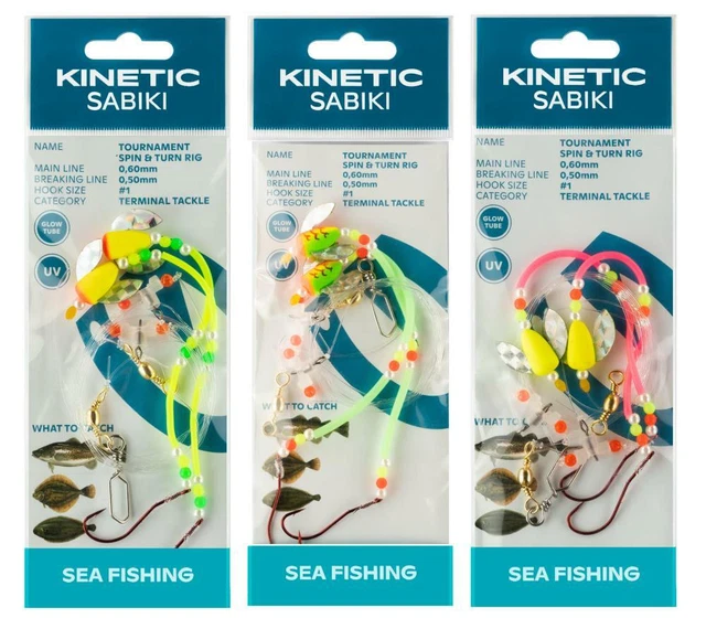 KINETIC SABIKI BOBINE Spin&turn Fluke Rig Flunder-Rig Plattfisch-Rig ...