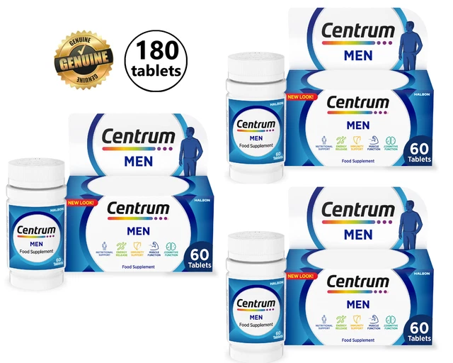 3X CENTRUM MEN Multivitamins & Vitamin Calcium Vit D B6 B12 Tablets x60 ...