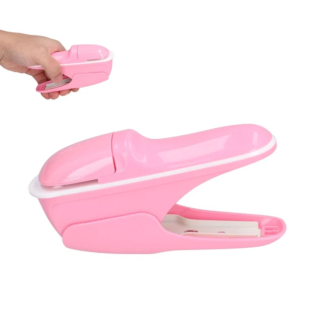 STAPLELESS STAPLER TOOL Stapling Machine For HOme Office Documents Pink ...
