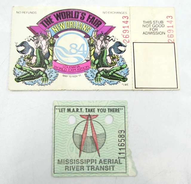 NEW ORLEANS WORLDS Fair 1984 Ticket Stub, M.A.R.T. Ticket Stub £9.37 ...