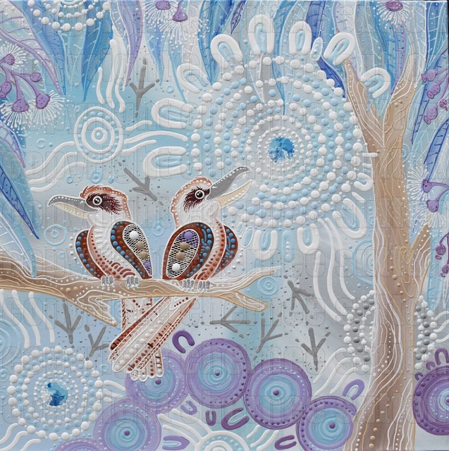 CHERN'EE ABORIGINAL ARTIST Art Framed Canvas Print Painting "Kookaburra ...