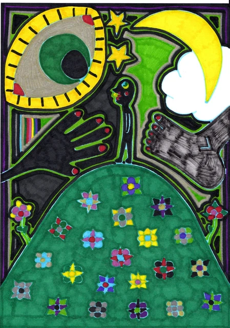 ORIGINAL DRAWING/PAINTING BY Jay Snelling - Outsider Art Brut - Figures ...