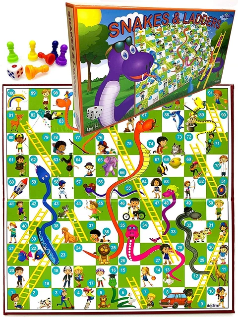 SNAKES AND LADDERS Traditional Board Game Set Classic Family Fun Kids ...
