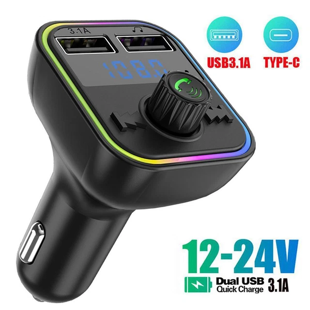CAR WIRELESS BLUETOOTH FM Transmitter MP3,USB,TYPE C,PD Charger Adapter ...