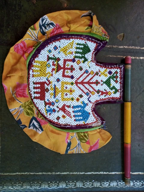 HAND FAN PANKHA Saurasthra Beaded Vintage Beadwork Gujarat India ...
