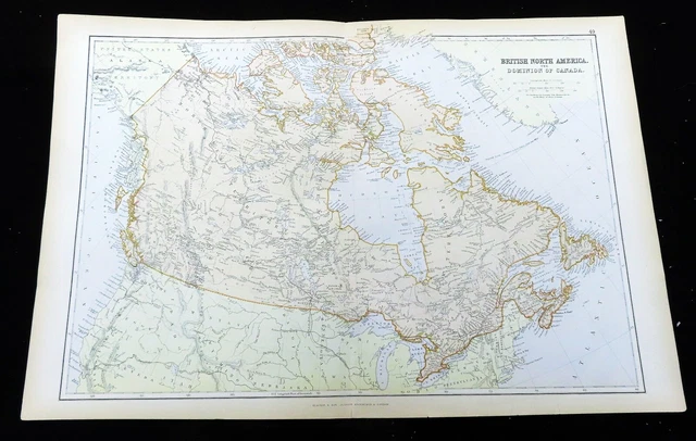 MAP OF CANADA Antique Original 1888 Colonial British North America ...