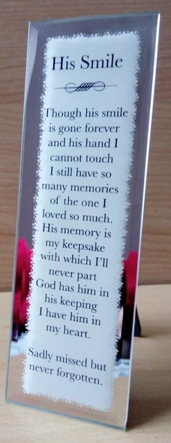 HIS SMILE MIRROR Surround Poem Verse Memorial Plaque Ornament In ...