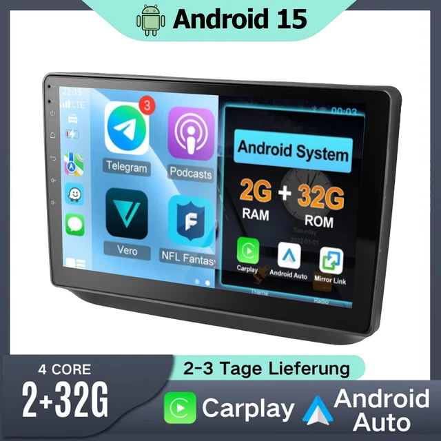 CARPLAY ANDROID 15 Autoradio 2+32G GPS WIFI RDS BT FM Für Skoda Fabia ...