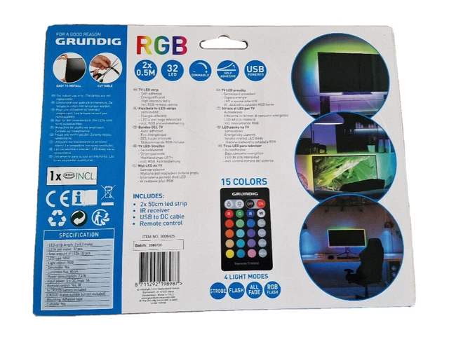 GRUNDIG LED STRIP RGB 2 x 0,5 Meter 32 pcs LED Typ 5050 EUR 19,50 ...