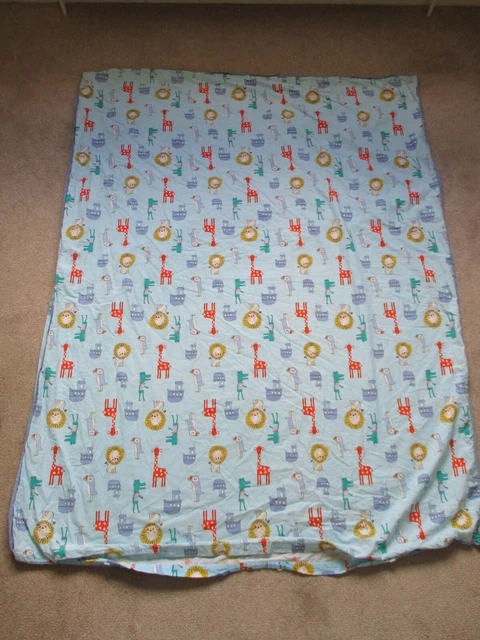 JOHN LEWIS TODDLER Cot Duvet Cover blue with animal design piping 100% ...
