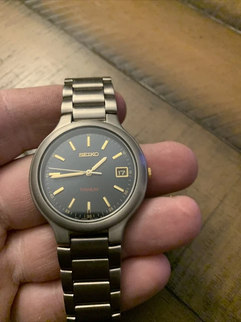 RARE SEIKO MEN'S Vintage 90’s TITANIUM Watch 7N42-8109 New £117.98 ...
