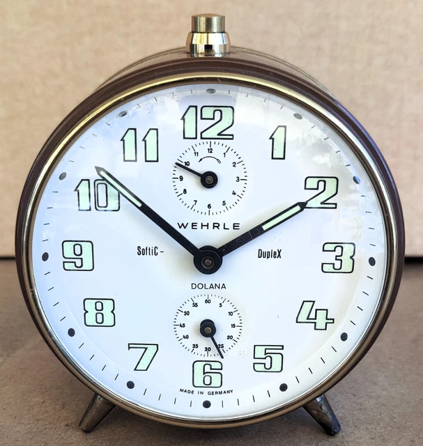 VINTAGE WEHRLE SOFTIC Duplex Dolana Desk Alarm Clock Made in Germany ...