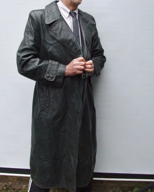 VINTAGE GERMAN REAL Heavy Horsehide Leather Officers Trench Coat WW2 ...