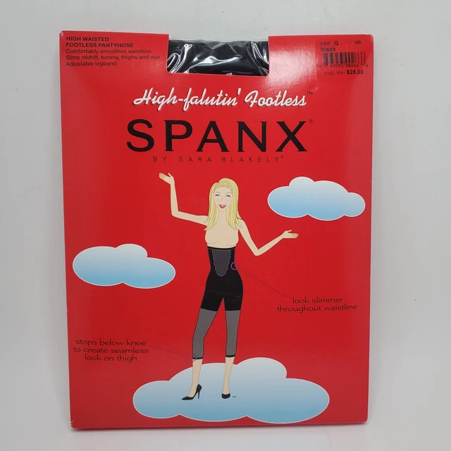 SPANX BY SARA Blakely Size G Black High-Falutin' Footless Pantyhose ...