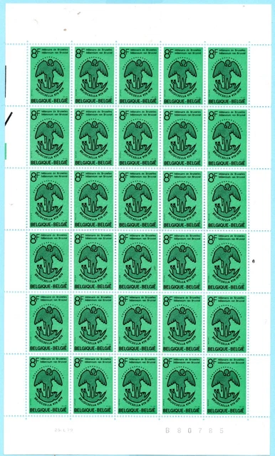 TIMBRES BELGIQUE 1979 Feuille Millenaire Bruxelles Cob N° 1925 Et 1926 ...