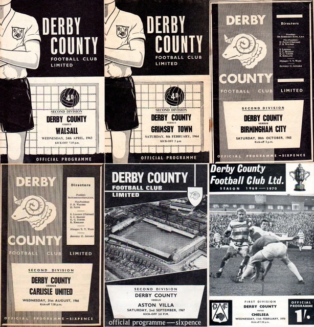1960'S DERBY COUNTY FC HOME FOOTBALL PROGRAMMES - Your choice - FREE ...