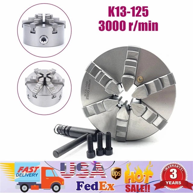 ADJUSTABLE 6 JAW 5in 125mm Lathe Chuck Self-centering Hardened Chuck ...