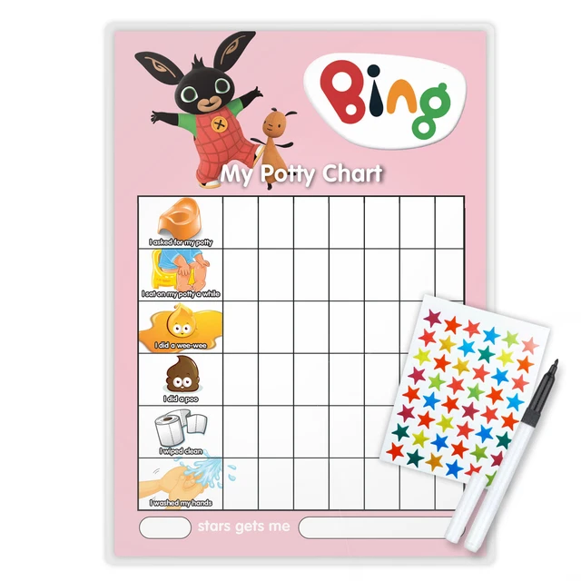 BING POTTY TOILET TRAINING reward Chart + Pen & Free Star Stickers ...