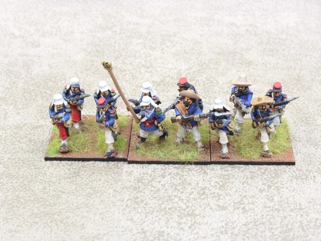 28MM OLD WEST metal MEXICAN INFANTRY x12 Very Well Painted Alamo Texas ...