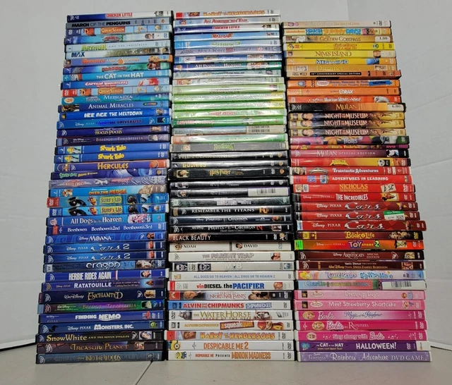 WHOLESALE LOT 100+ DVDs Kids & Family Children's Baby Pixar Disney Barbie Potter $49.69 ...