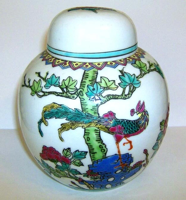 CHINESE LARGE GINGER JAR ( FLORAL / BIRD pattern ) 150mm in height ...