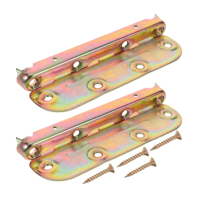 2 SETS IRON Bed Frame Attachment Brackets Hidden English Mounting Rail ...