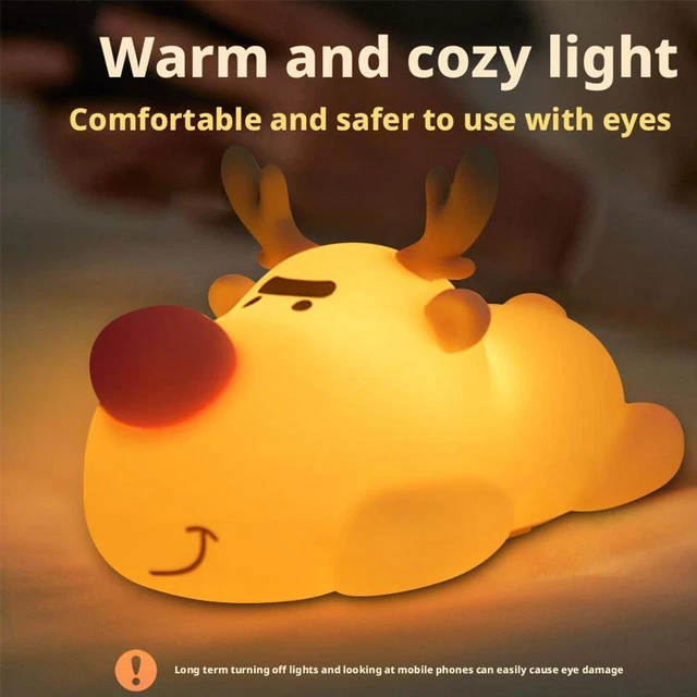 REINDEER SILICONE NIGHT Light for Children Bedroom Cute Animal Night ...