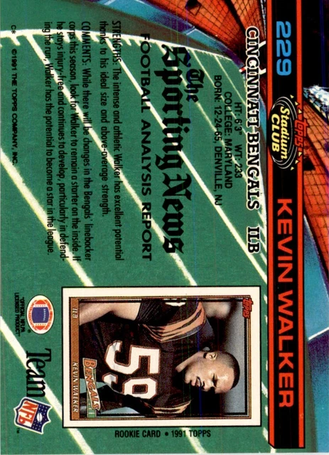 1991 STADIUM CLUB Kevin Walker. Cincinnati Bengals #229 EUR 1,96 ...