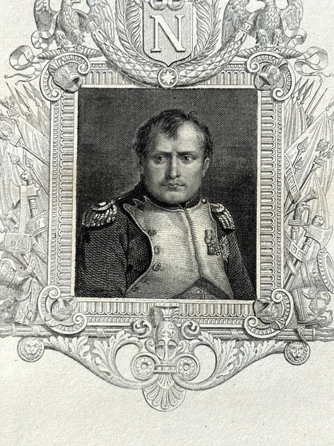 RARE GRAVURE PORTRAIT empereur Napoléon Bonaparte aigle impérial XIXème ...