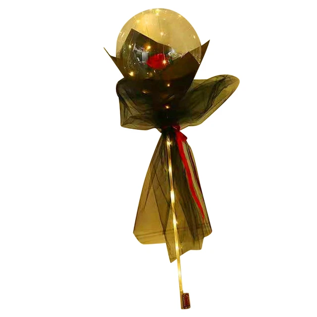 (ROUGE)LUMINEUX BALLON BOUQUET De Roses Boule Transparente Bouquet De ...