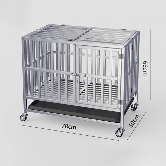 PORIYA DOG CAGE Metal Pet Kennel Strong w/ Wheels & Tray Lock Quick ...