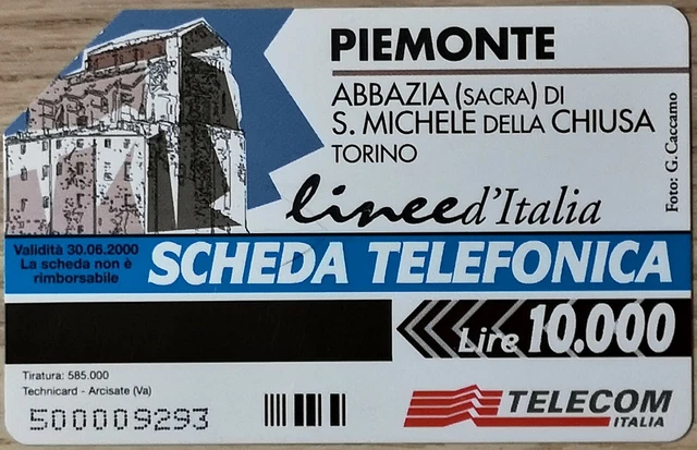 CARTA TELEFONICA LINEE D'italia Piemonte L. 10.000 (744) - EUR 3,00 ...