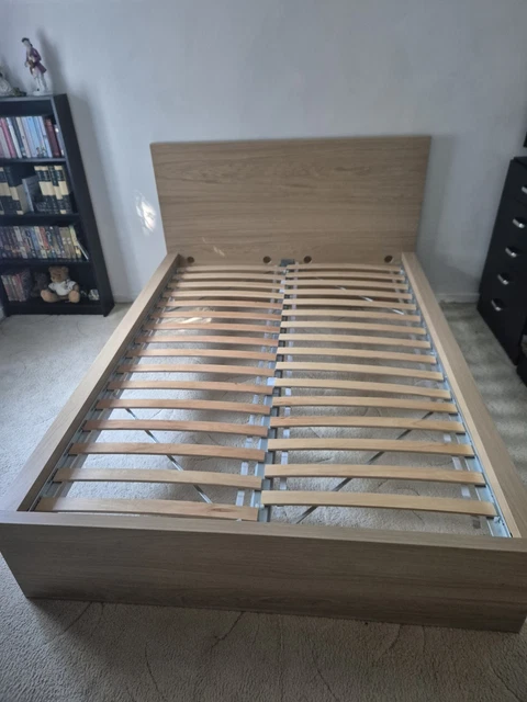 IKEA SOLID OAK Double Bed Frame Excellent Condition £156.68 - PicClick UK