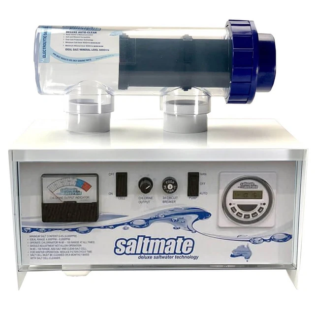 SALTMATE SMT120 DELUXE Standard Saltwater Chlorinator w/Timer & Battery ...