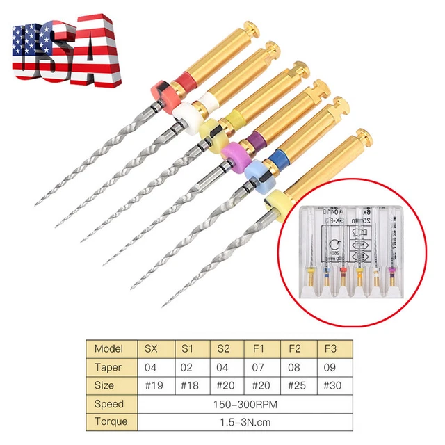 DENTAL ENDO FILE Set Gold Taper NITI Rotary Files Engine Use 21MM 25MM ...