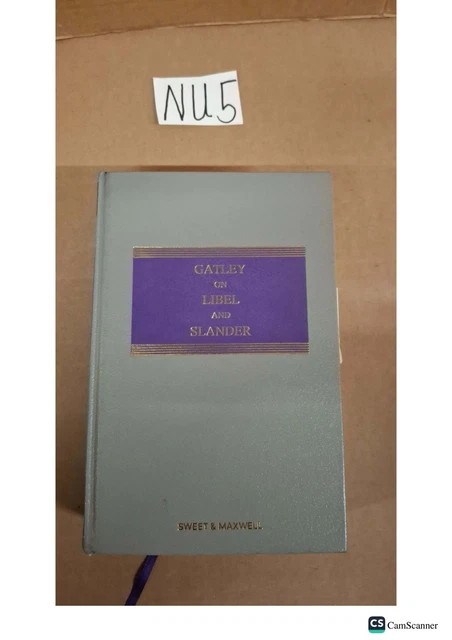 GATLEY ON LIBEL And Slander 11th Ed Sweet And Maxwell The Common Law ...