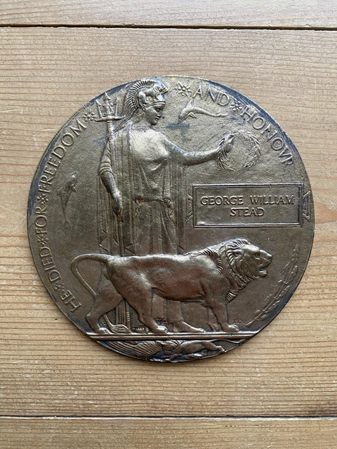 WW1 DEATH PLAQUE Dead Mans Penny George William Stead £74.98 - PicClick UK