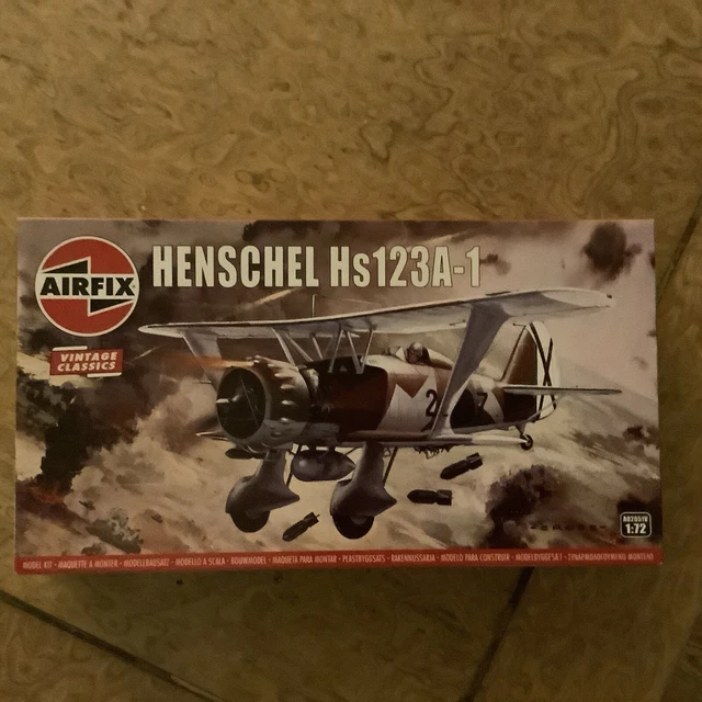 AIRFIX GERMAN HENSCHEL Hs123A-1 Bi-Plane 1:72 Scale Model Kit Eastern ...