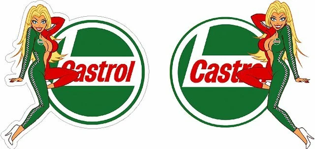 CASTROL MOTOR OIL PIN UP GIRL PIN UP GIRL MOTORSPORT RETRO STICKERS x2 ...