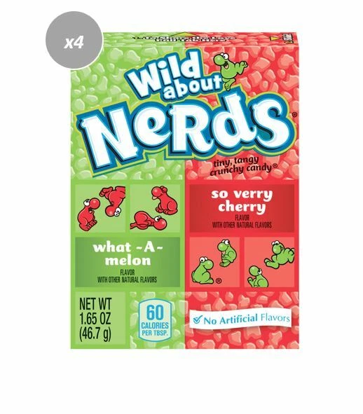903258 4 X 46.7g BOX WILD ABOUT NERDS WATERMELON CHERRY TINY TANGY ...