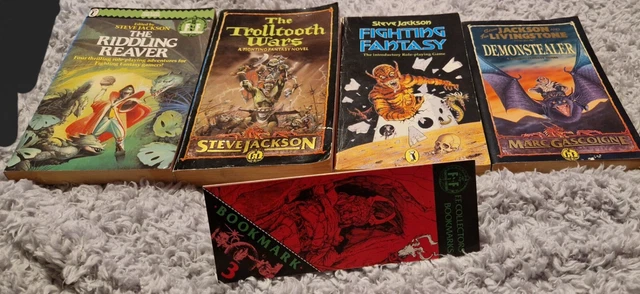 STEVE JACKSON FIGHTING Fantasy Gamebooks & Rare Bookmark 4 Books ...