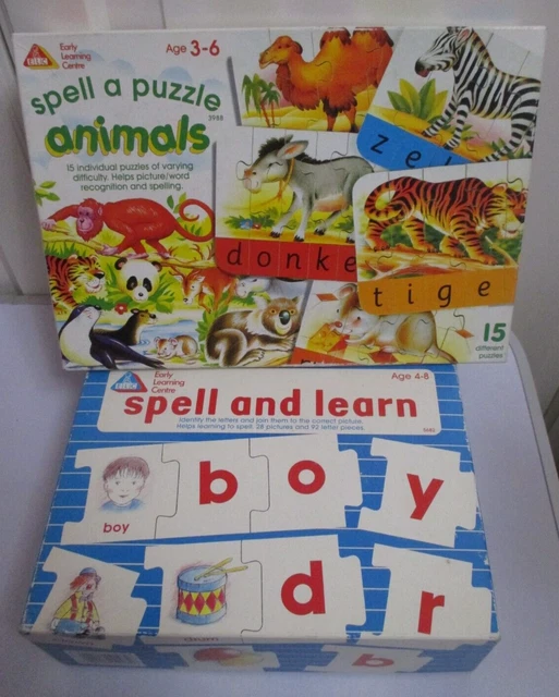 120 LETTER PIECES Spell and Learn ELC Spell a Puzzle Animals 15 Jigsaws ...