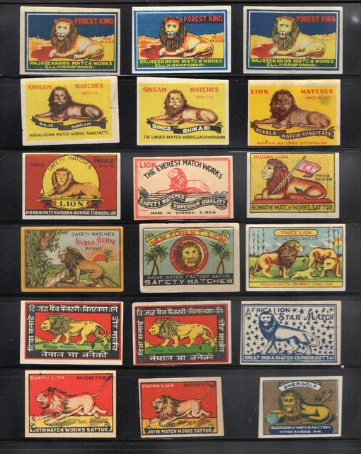 MATCHBOX LABELS EARLY Made in INDIA all different varieties of same ...