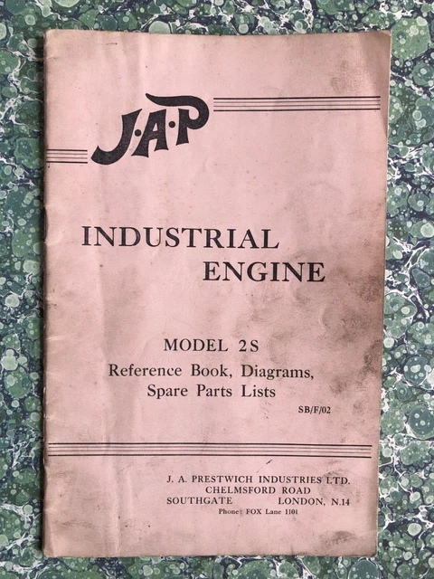 JAP MODEL 2S Industrial Engine Reference Book Diagrams Spare Parts List ...