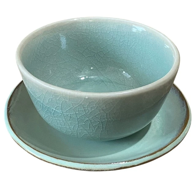 VINTAGE SIAM CELADON Bowl & Chinese Yixing Celadon Plate Pottery Set £ ...