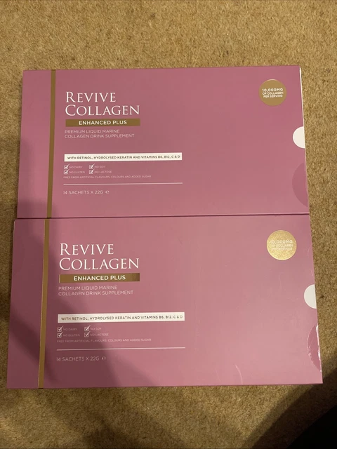 REVIVE COLLAGEN ENHANCED Plus 2 Packs with 14 Sachets each. Packs Exp ...